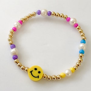 Smiley Face Bracelet, Happy Face Bracelet, Happy Face Jewelry, Gold ...