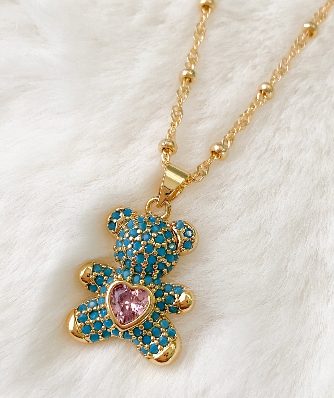 Teddy Bear Necklace, Teddy Bear, Teddy Bear Charm, Bear Jewelry, Bear ...
