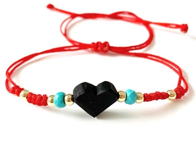 Azabache Bracelet, Azabache Bracelet for Adult, Heart Bracelet, Jet ...