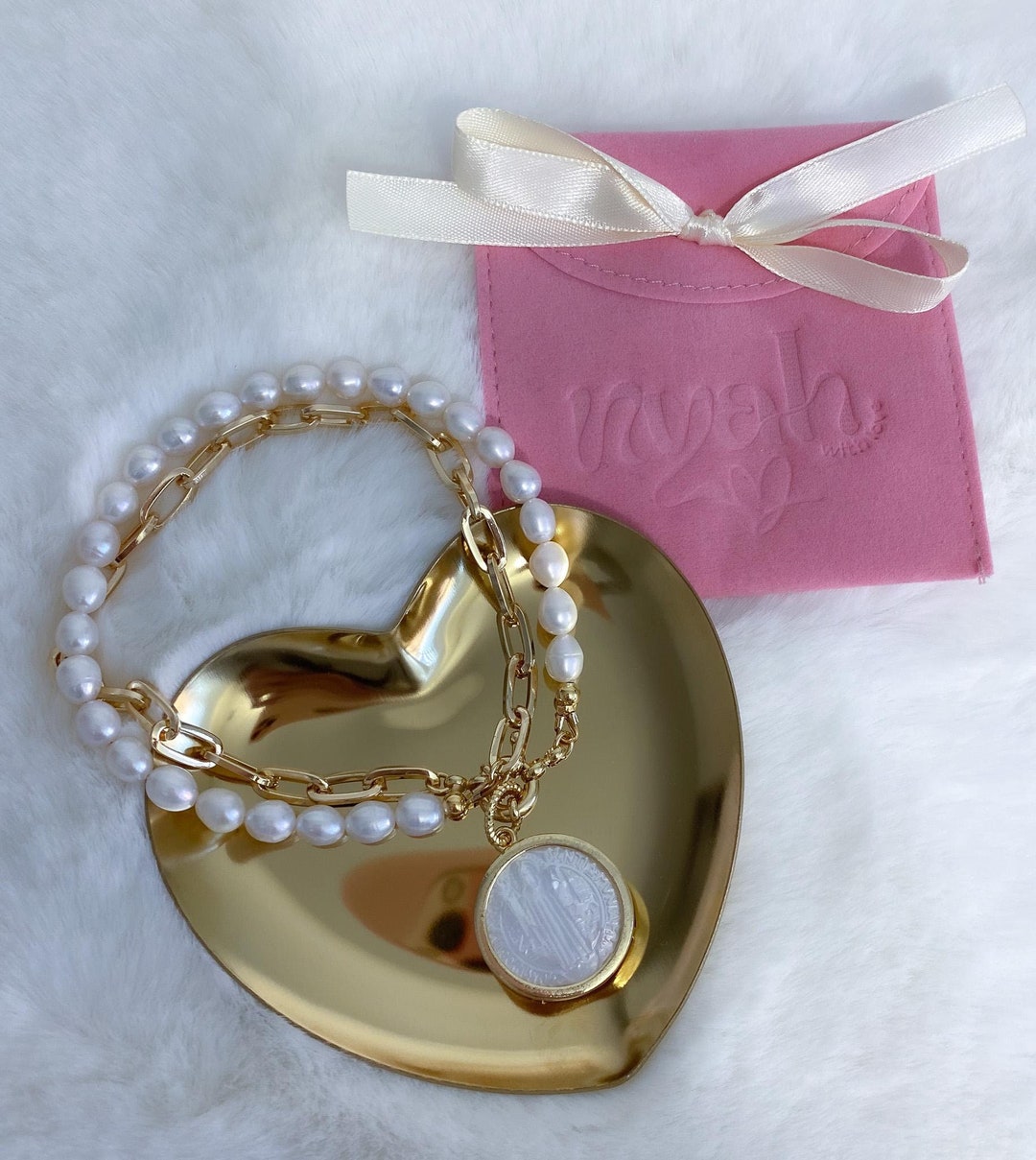 Beaded St Benedict Necklace, Mother of Pearl Saint Benedict Medal ...