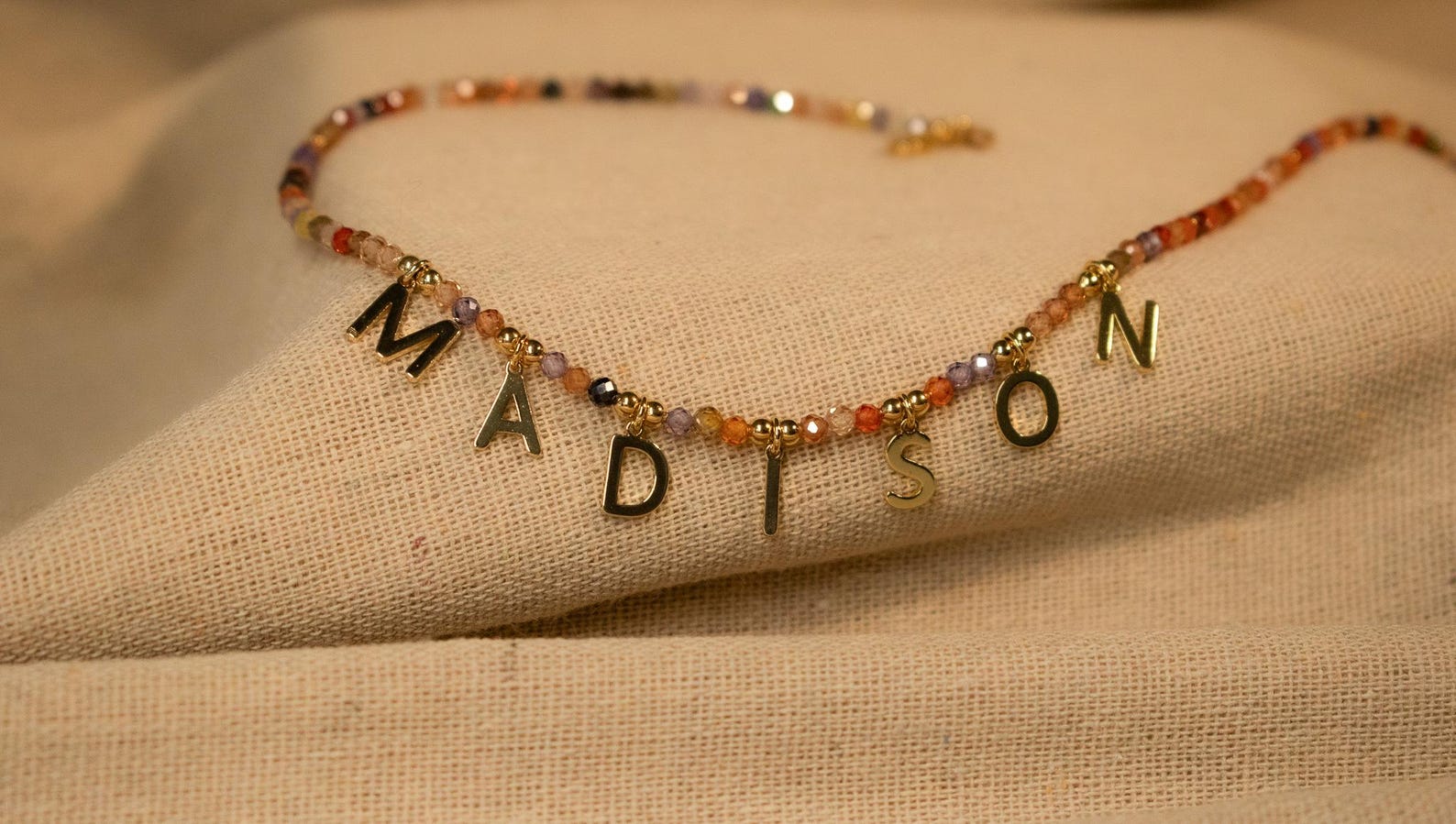 Beaded Custom Name Necklace, Personalized Name Necklace, Gold Letters ...