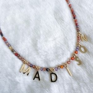 Beaded Custom Name Necklace, Personalized Name Necklace, Gold Letters ...