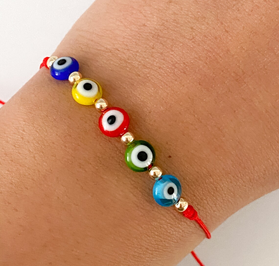 Multicolor Evil Eye Bracelet Red String Bracelet Evil Eye | Etsy
