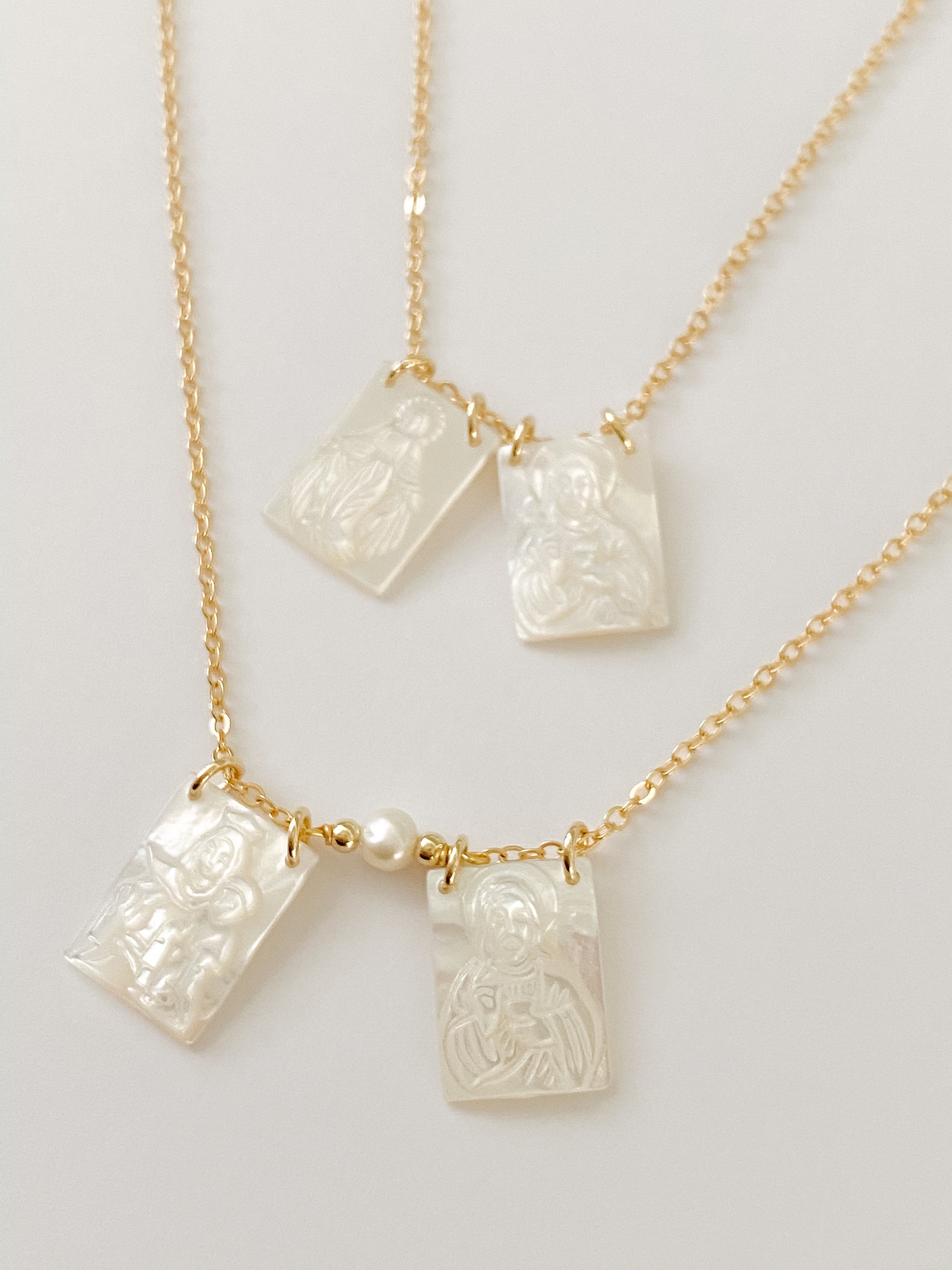 Mother of Pearl Scapular Necklace Escapulario Necklace - Etsy