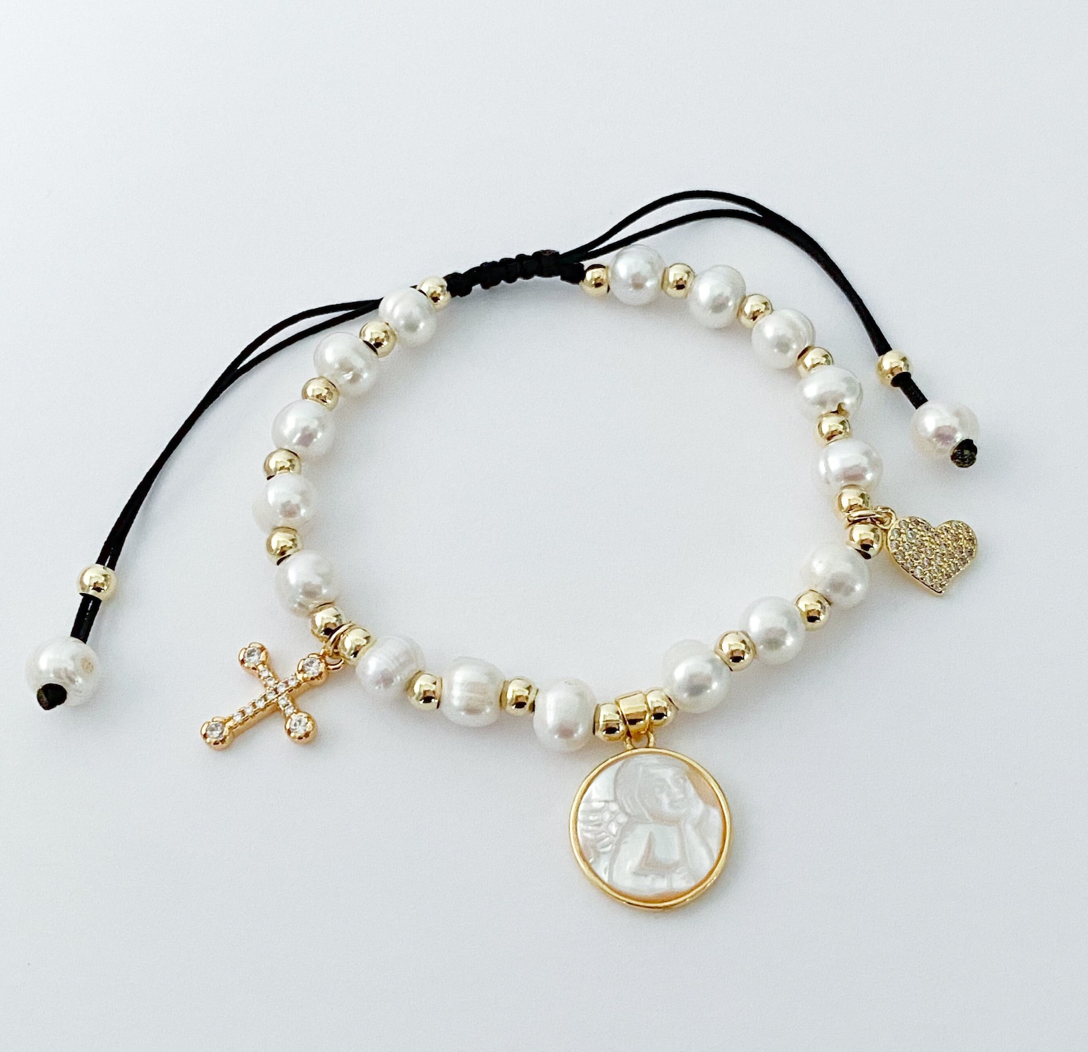 Mother of Pearl Guardian Angel Bracelet Guardian Angel Charm - Etsy