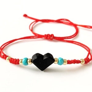 Azabache Bracelet, Azabache Bracelet for Adult, Heart Bracelet, Jet ...