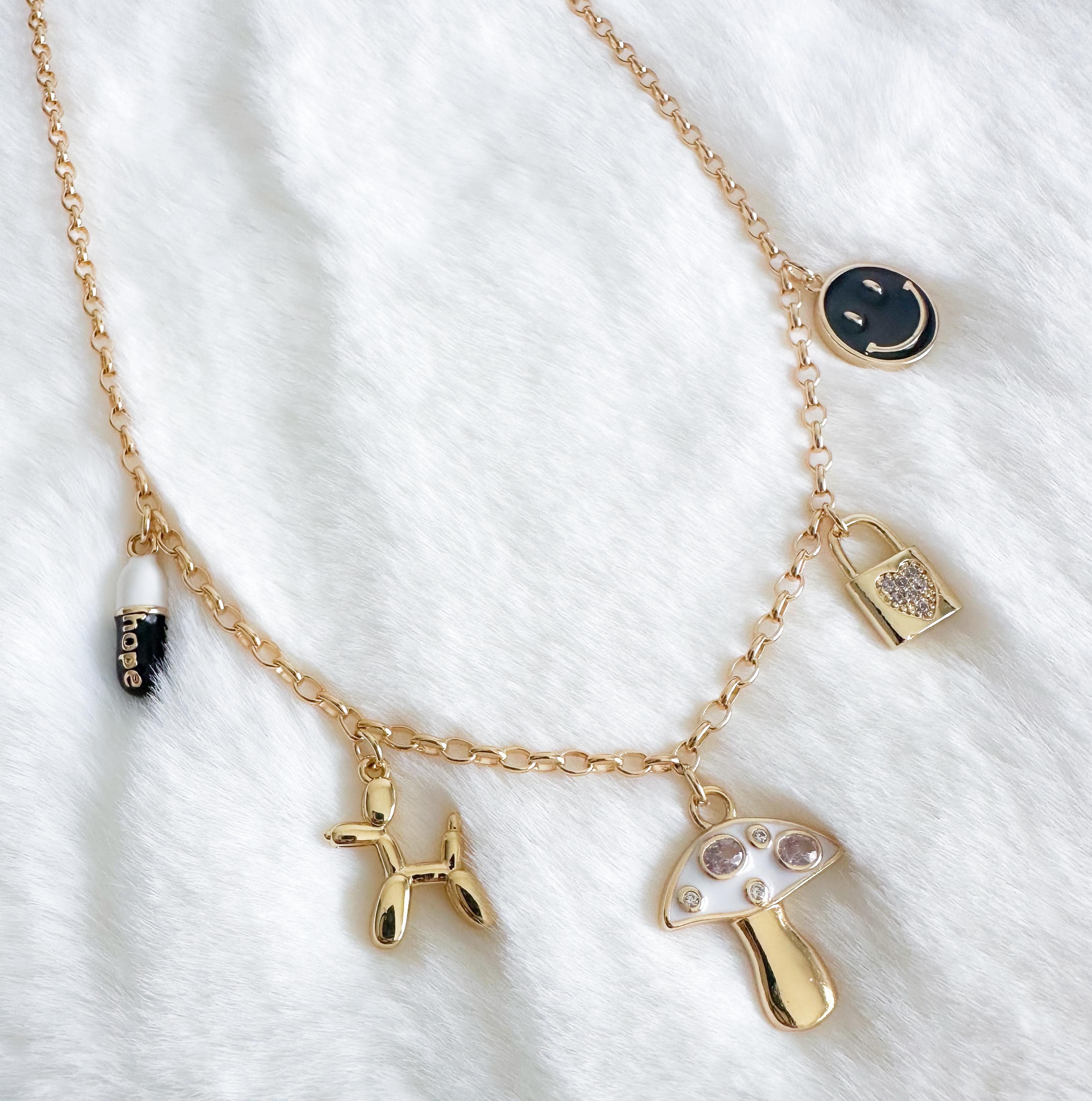 Gold Multi Charm Necklace, Custom Multi Charm Necklace, Personalized ...