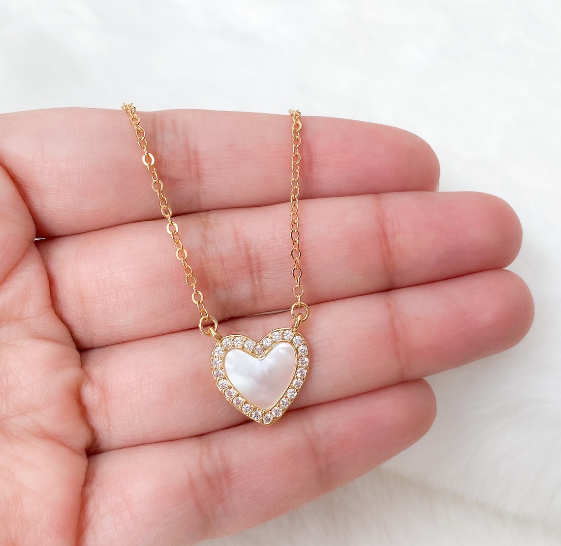 Mother of Pearl Heart Necklace Heart Jewelry Love Necklace - Etsy