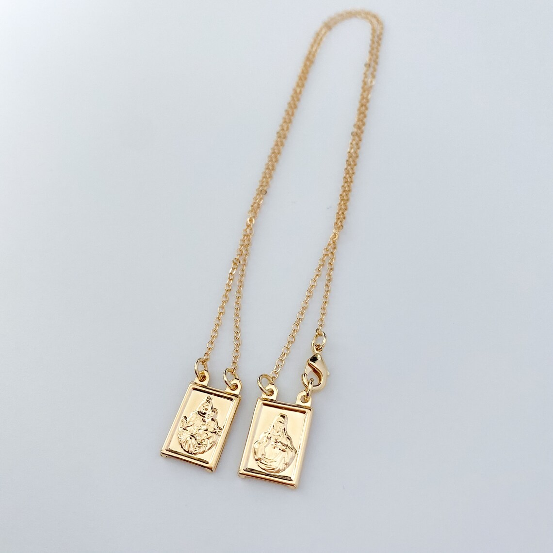 Gold Filled Scapular Necklace Escapulario Our Lady of Mount - Etsy
