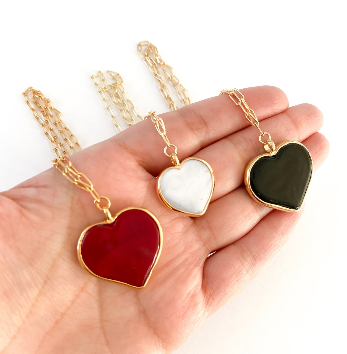 Red Heart Gold Necklace Red Heart Charm Love Jewelry Heart | Etsy
