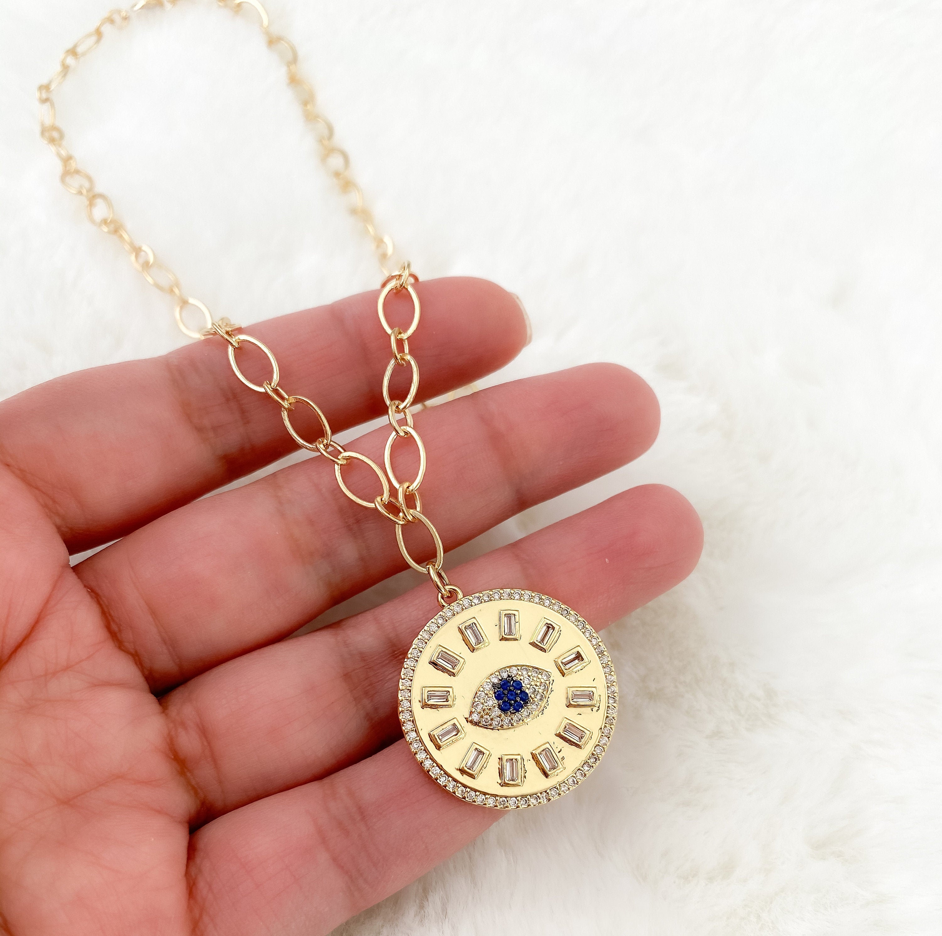 Evil Eye Necklace Evil Eye Charm Protection Necklace Greek - Etsy