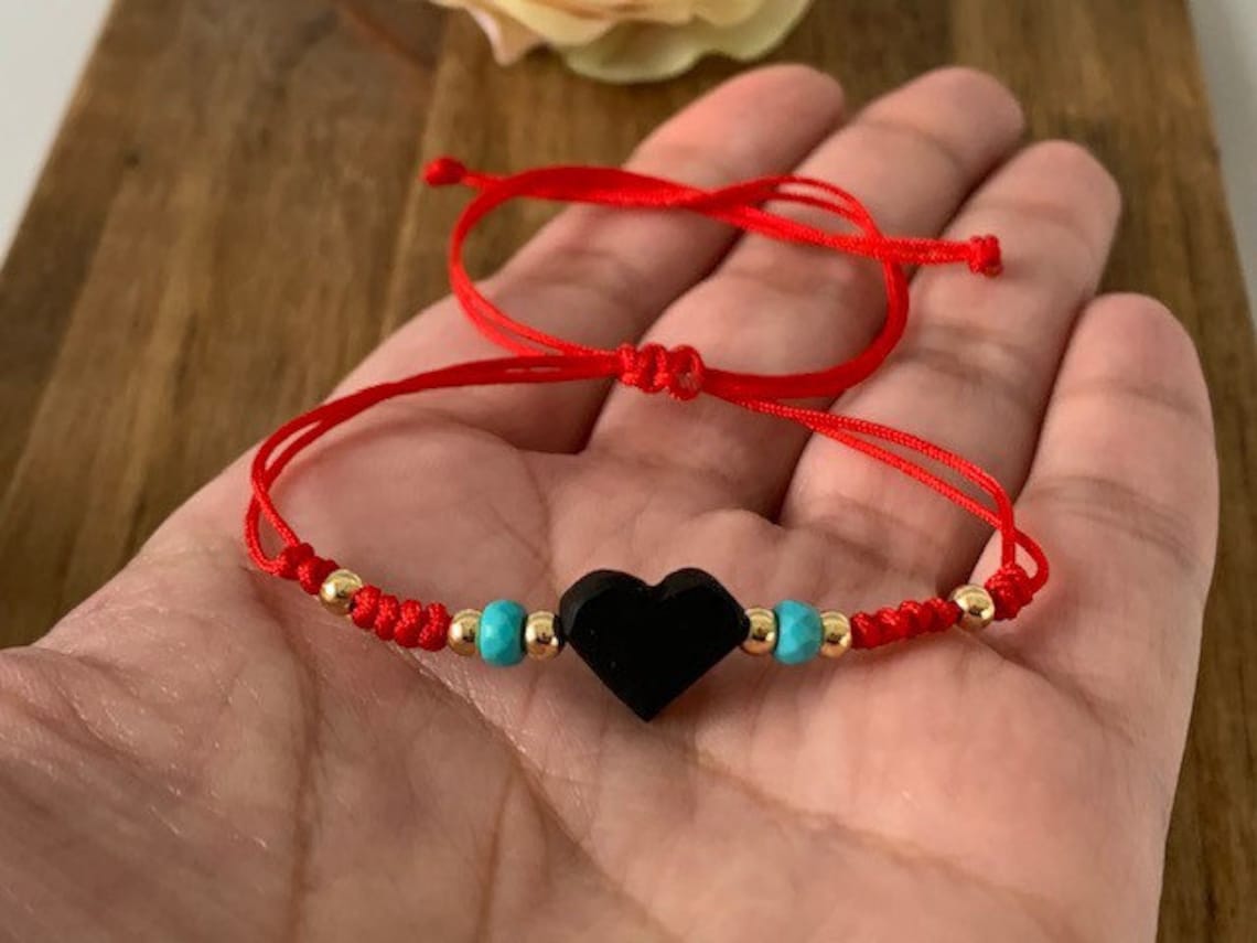 Azabache Bracelet Azabache Bracelet for Adult Heart | Etsy