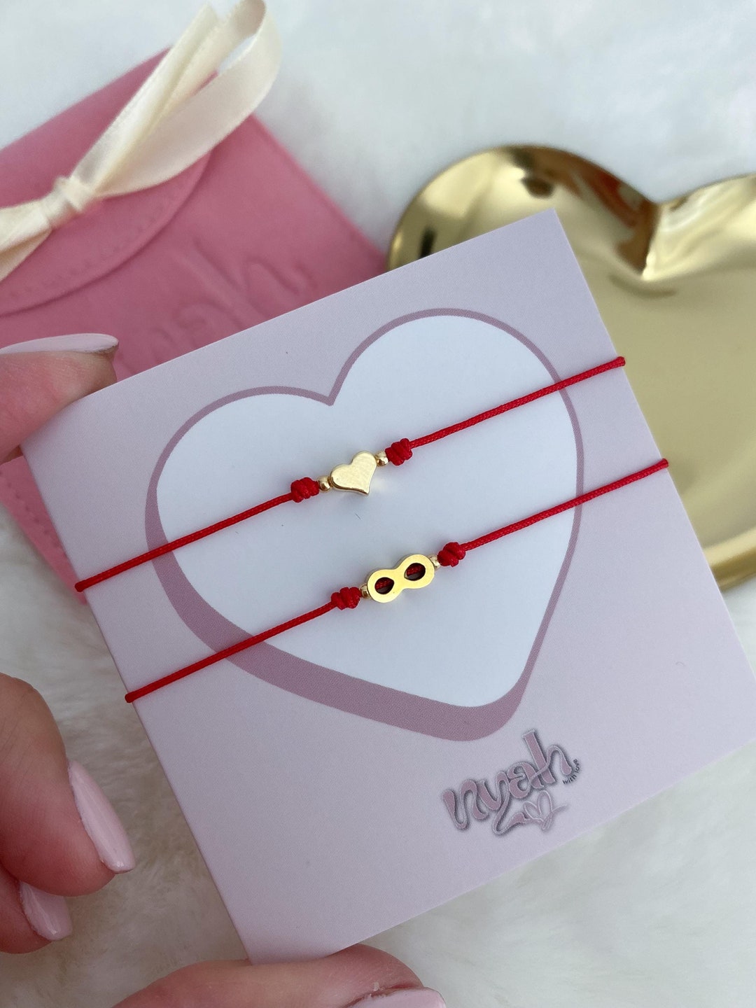 Red String Heart Bracelet, Friendship Bracelet, Couples Gift, Couples ...