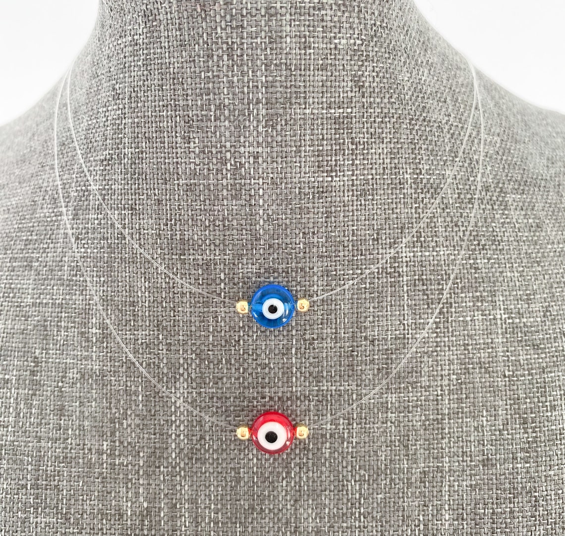 Invisible Evil Eye Necklace, Evil Eye Jewelry, Evil Eye Charm, Greek ...