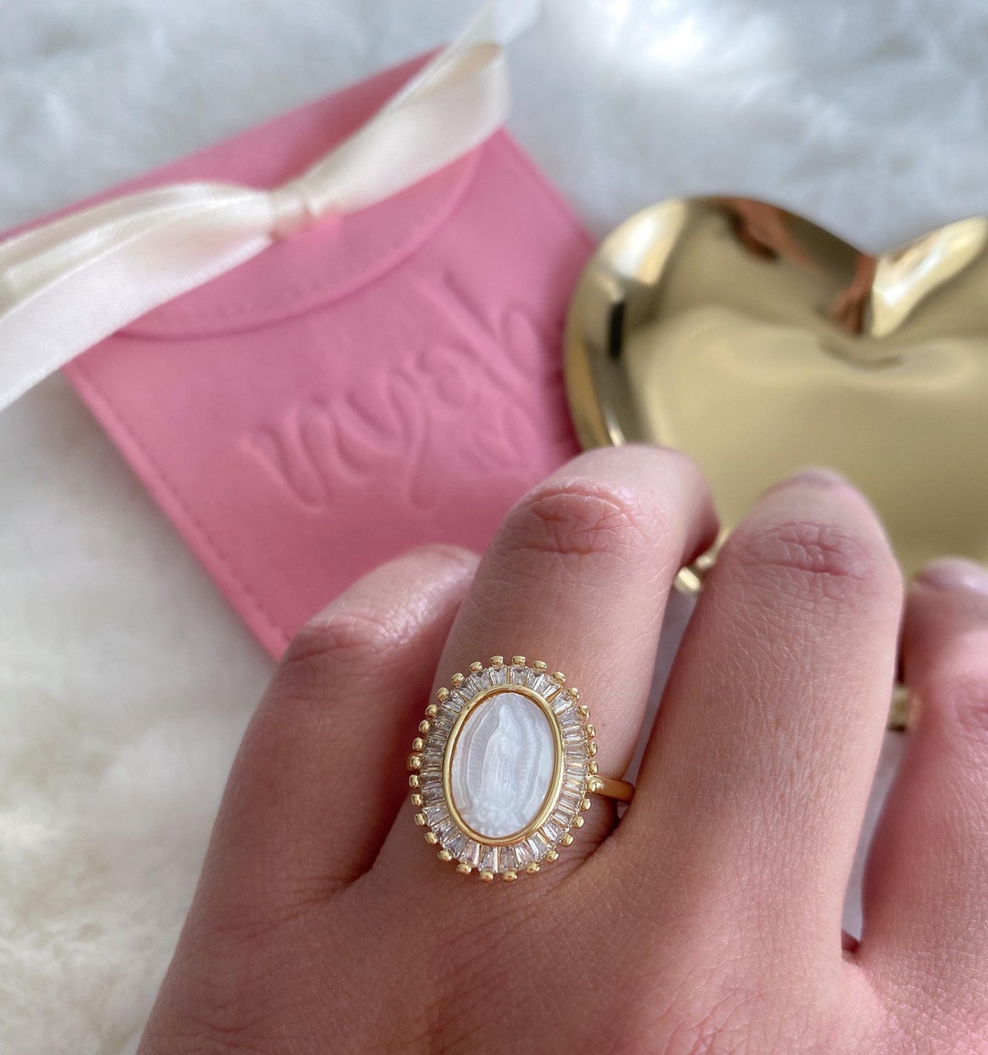 Gold Virgin Mary Ring, Virgen De Guadalupe Ring, Religious Jewelry ...