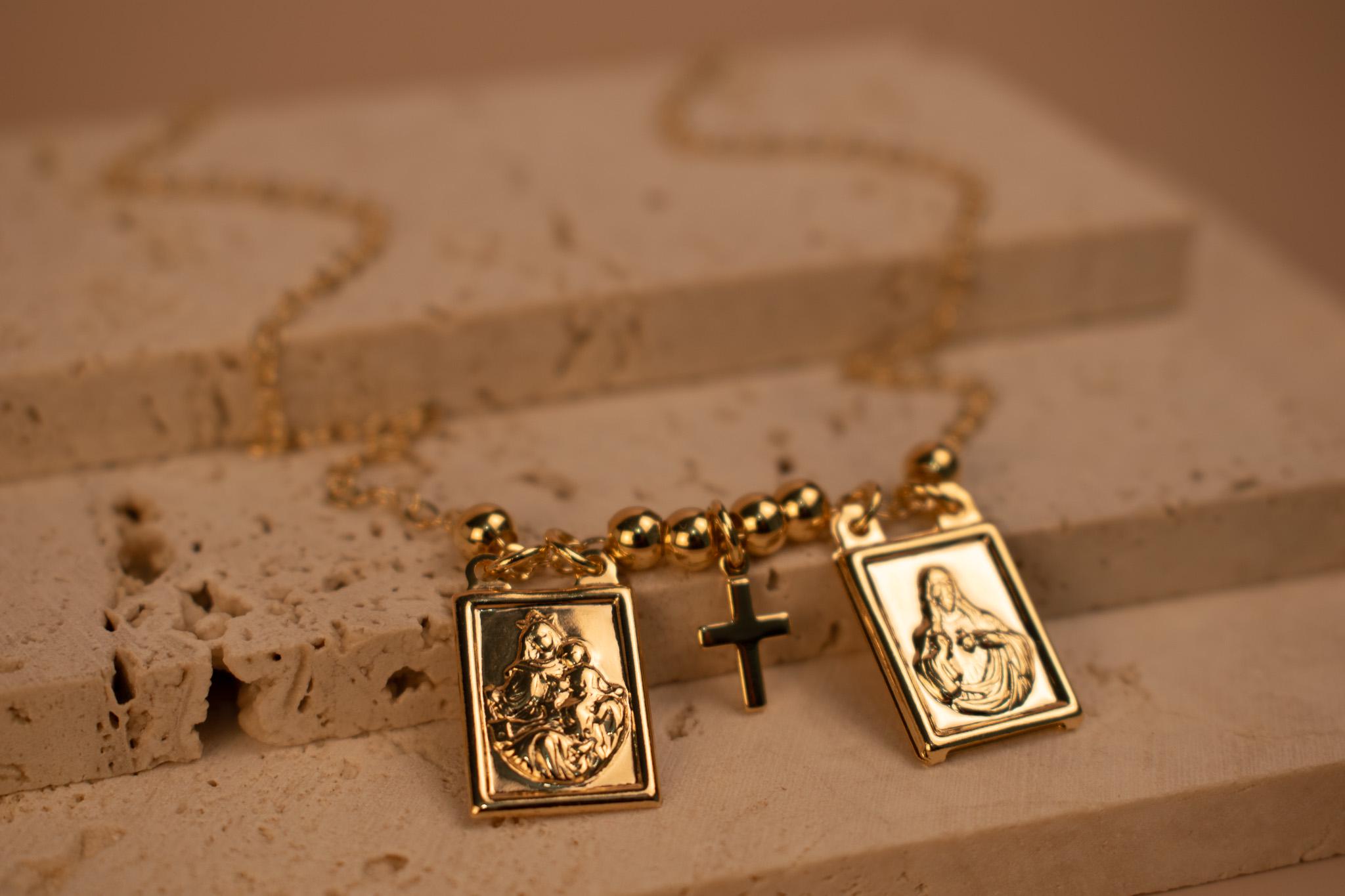 Gold Filled Scapular Necklace, Escapulario, Our Lady of Mount Carmel ...
