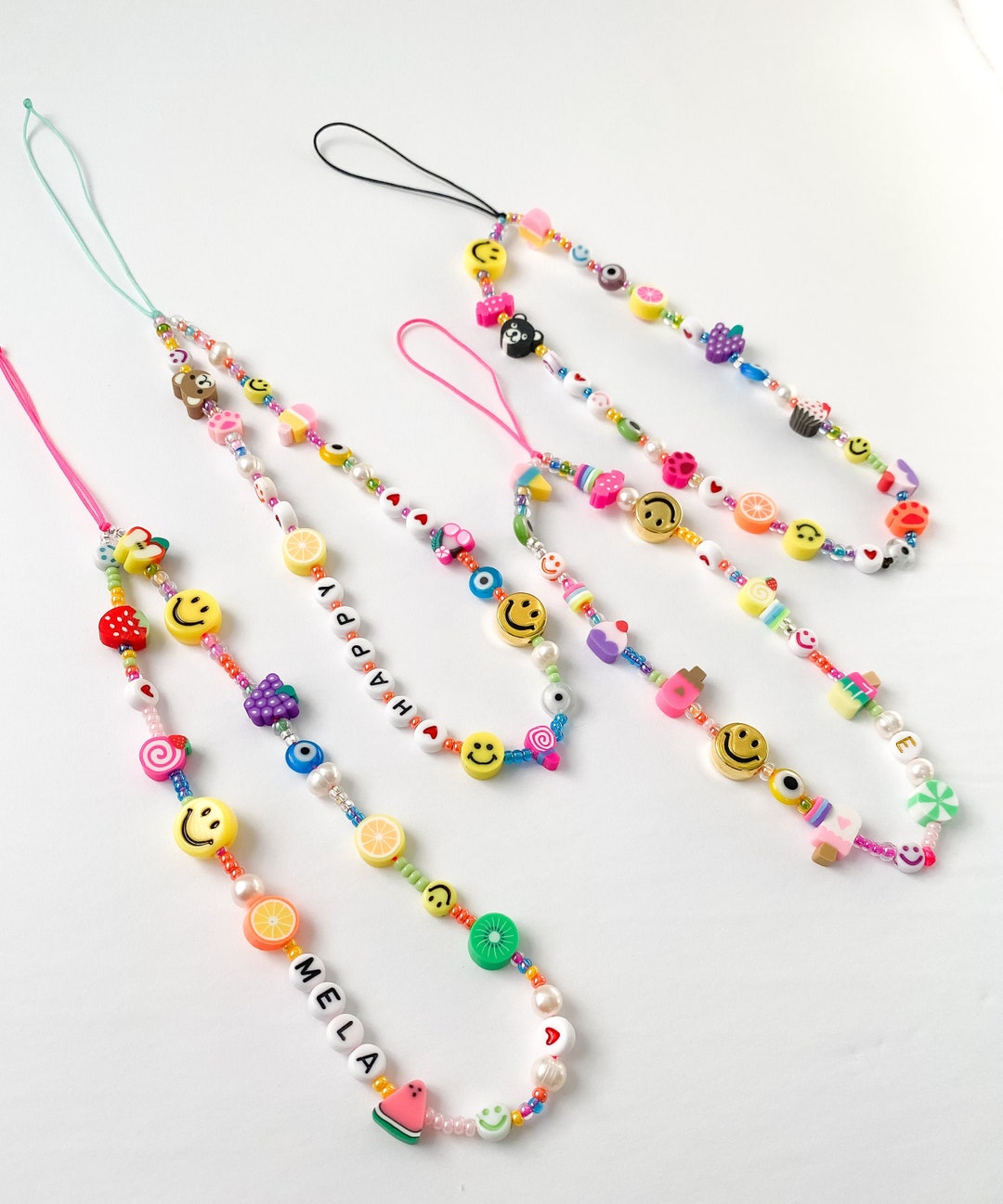 Custom Smiley Face Phone Charm, Evil Eye Phone Charm Strap ...