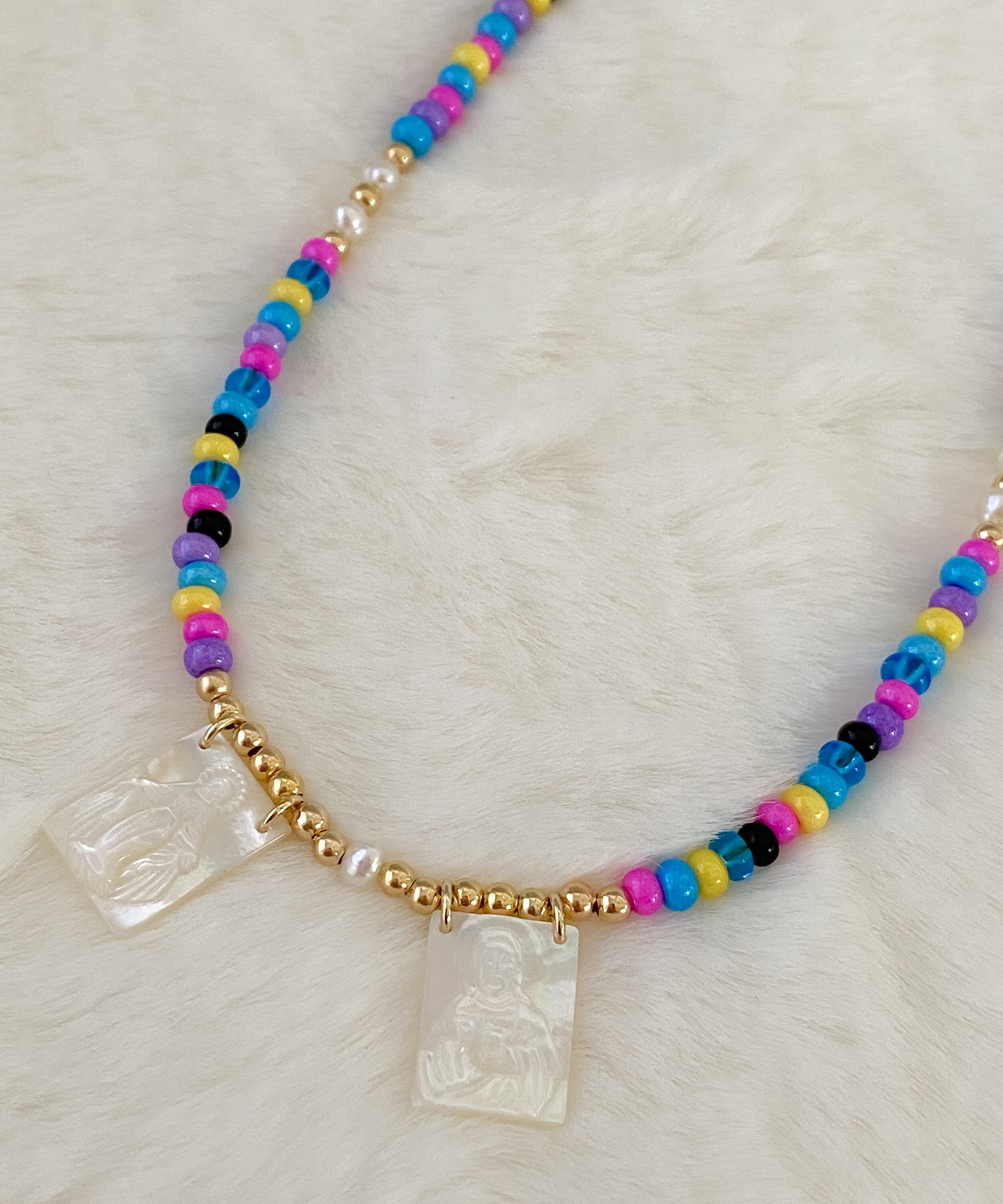 Mother of Pearl Scapular Necklace Escapulario Necklace | Etsy