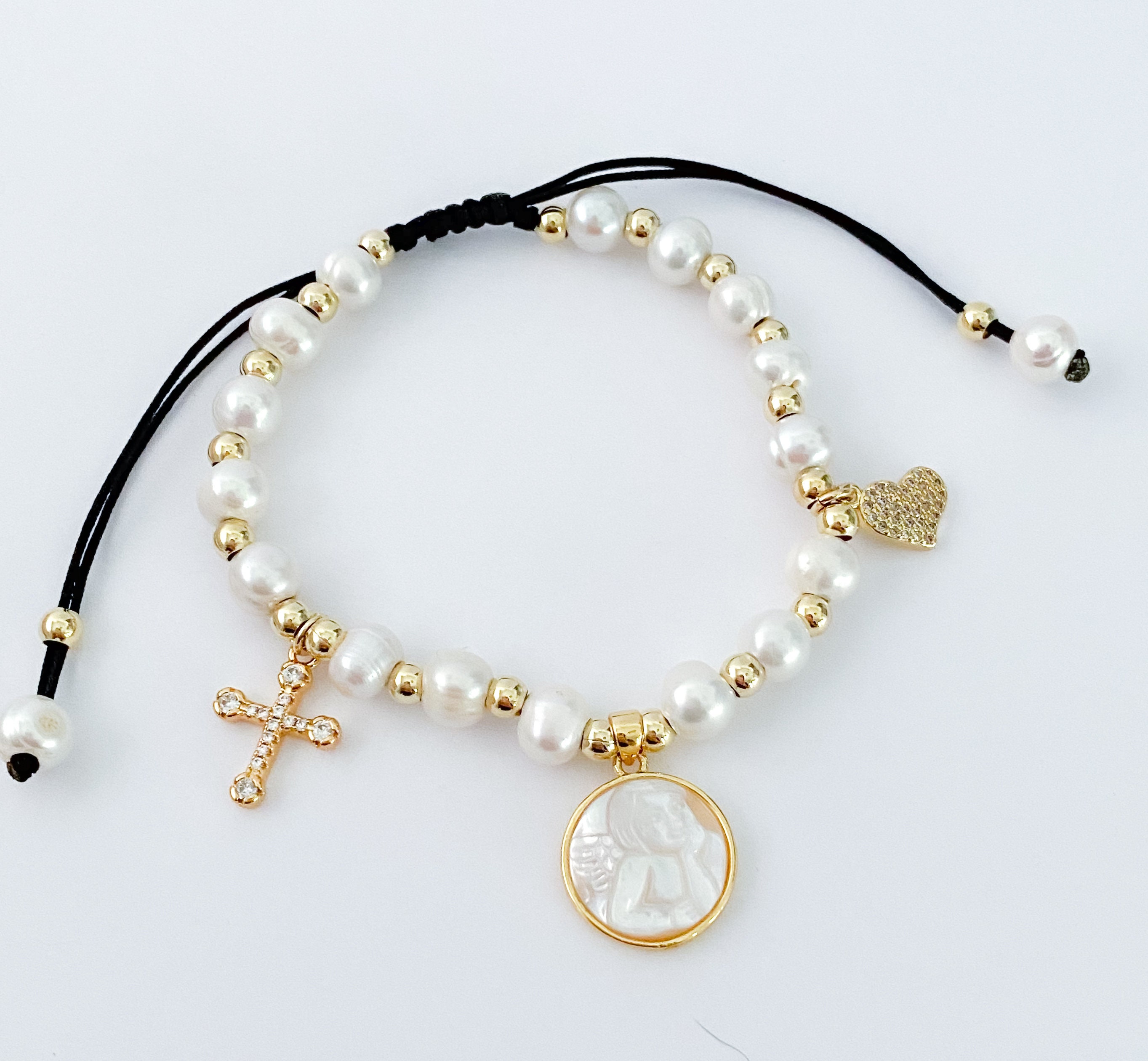 Mother of Pearl Guardian Angel Bracelet Guardian Angel Charm - Etsy