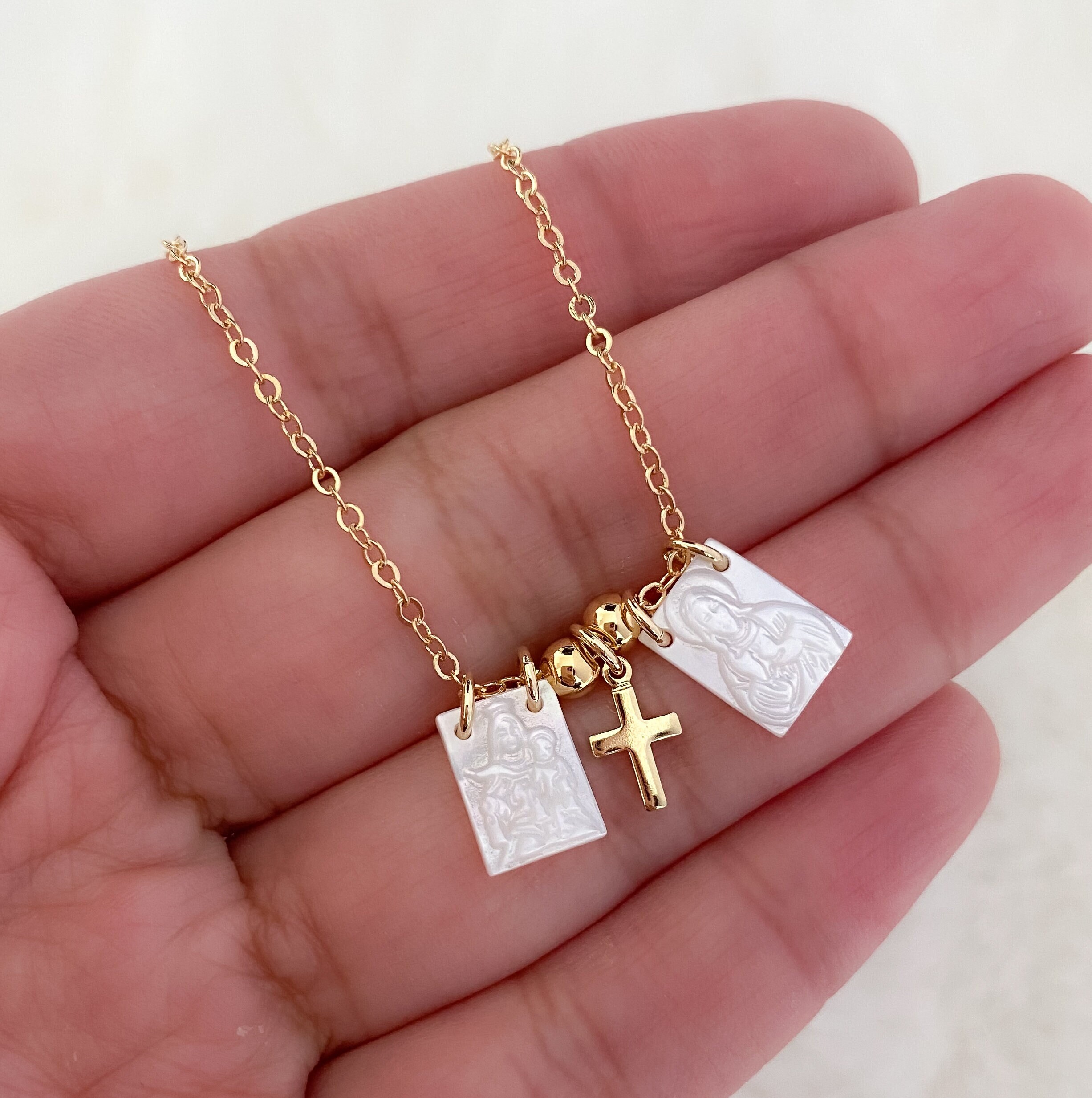 Gold Filled Scapular Necklace Escapulario Virgin Mary - Etsy
