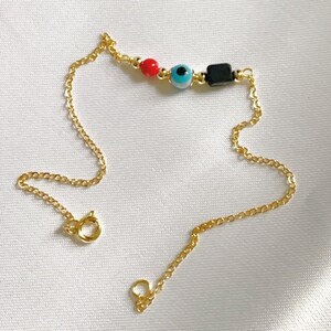 Anklet, Azabache Gold Anklet, Jet Stone Anklet, Evil Eye Jewelry, Evil ...
