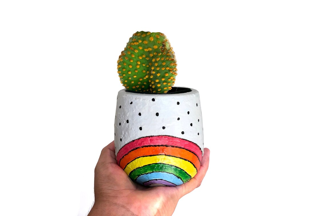 Rainbow Pot, Cement Handmade Planter, Rainbow Planter, Multi Color ...