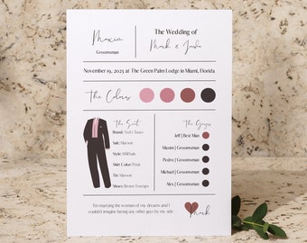 Groomsman Proposal Card Template Groomsman Info Card Template - Etsy