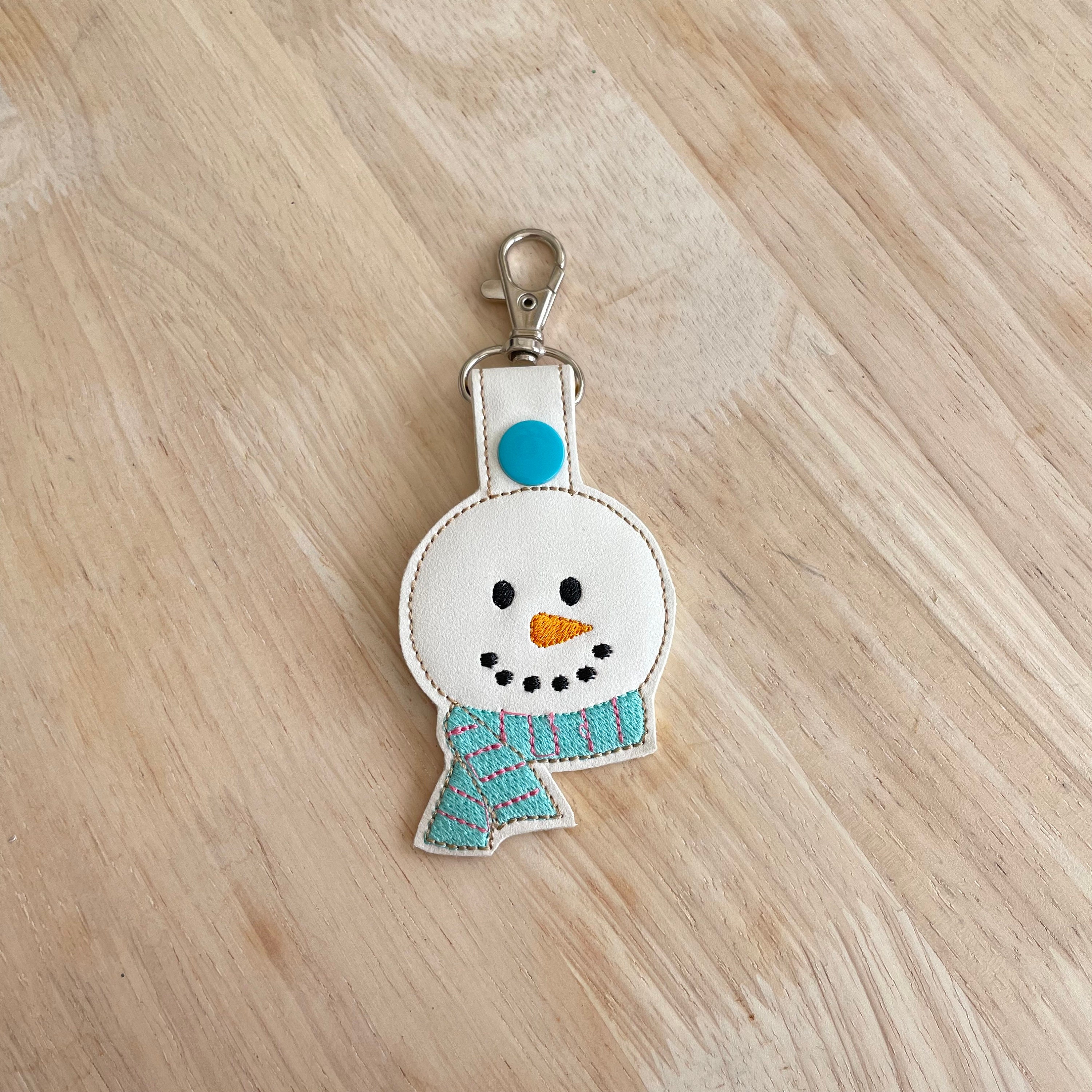 Snowman Embroidered Snap Tab Key Fob - Etsy