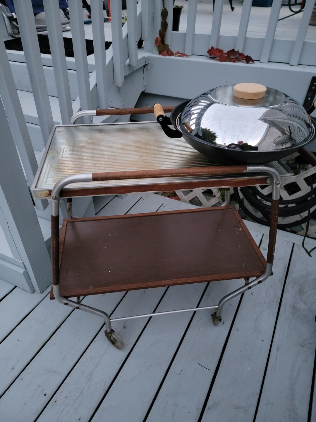 1950's Salton Hotray Mid Century Modern Aluminum Wood Hot Tray Heated ...