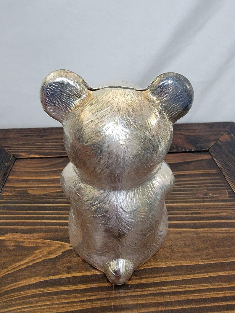 Silver Teddy Bear Coin Bank/silver Teddy Bear Piggy Bank/baby's First ...