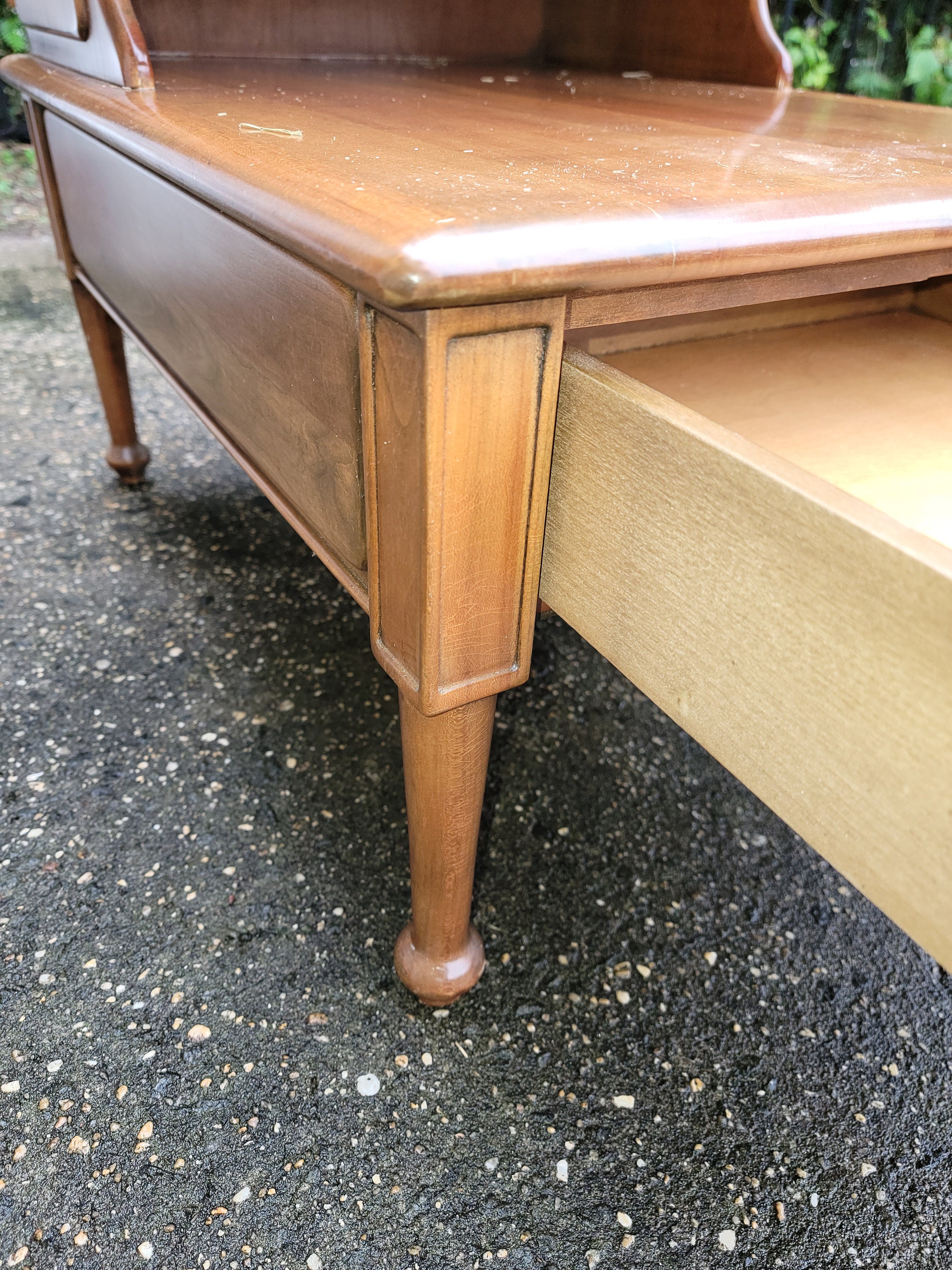 Mid-century Modern Two-tier Drop Leaf Expandable Side Table With Drawer ...