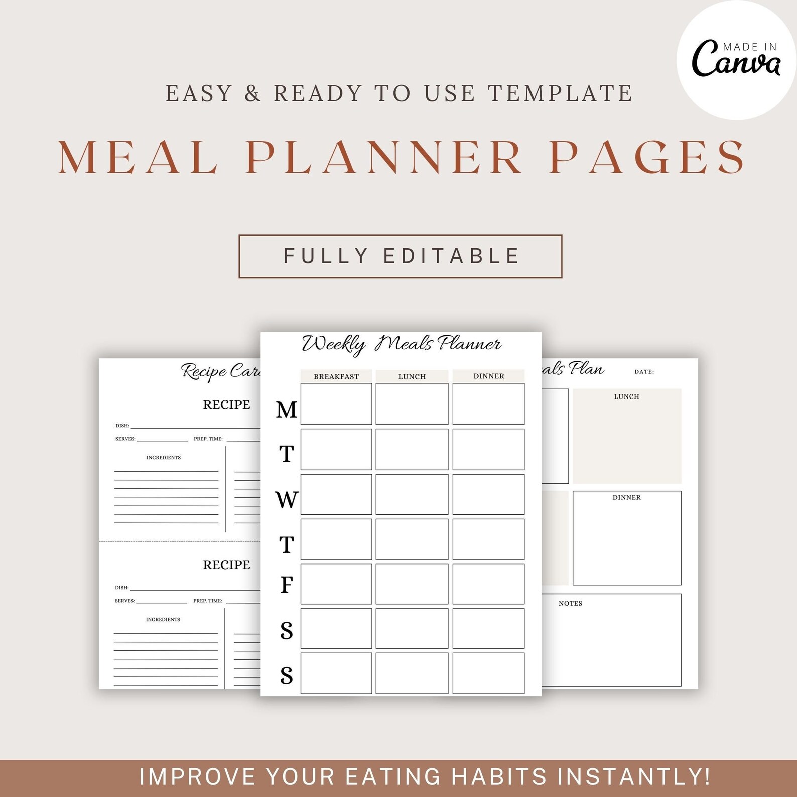 Customisable Canva Meal Planner - Digital Weekly/monthly Meal Planning ...