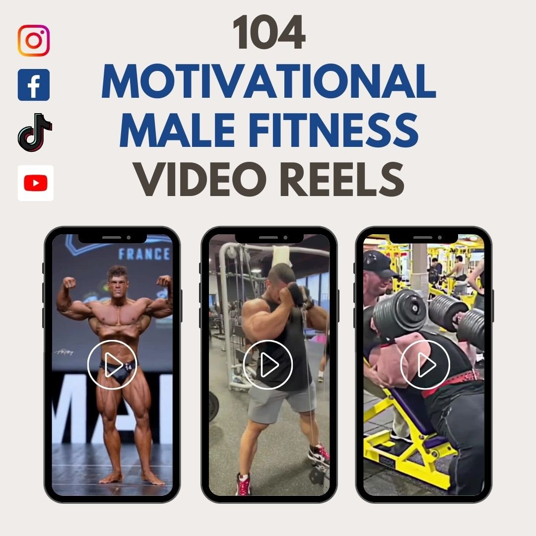 104 Ready to Use Motivational Videos Male Fitness Reels, Reels Bundle ...