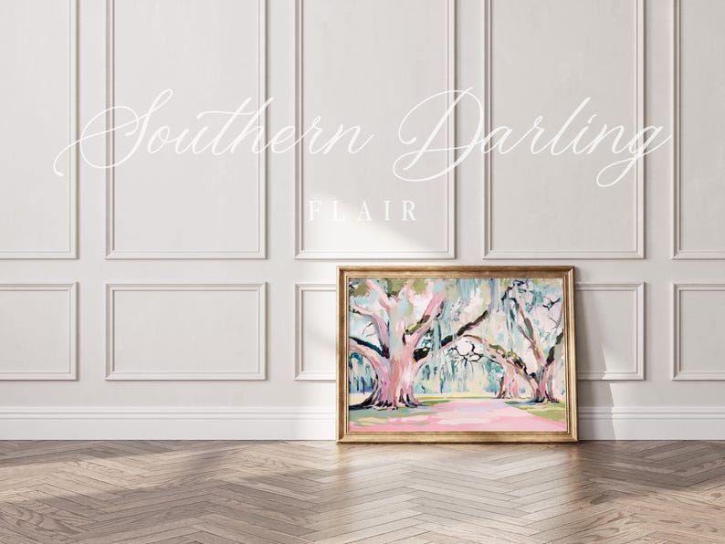 Pastel Live Oak Trees Printable Painting, Southern Landscape, Savannah ...