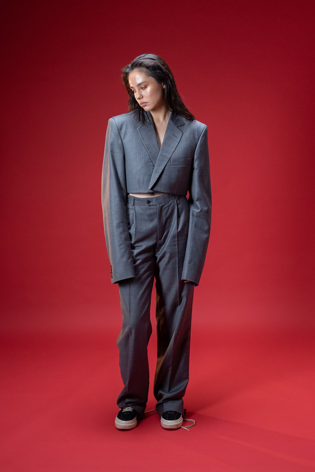 Upcycled Vintage Suit Cropped Blazer and Pants Oversize Fit - Etsy