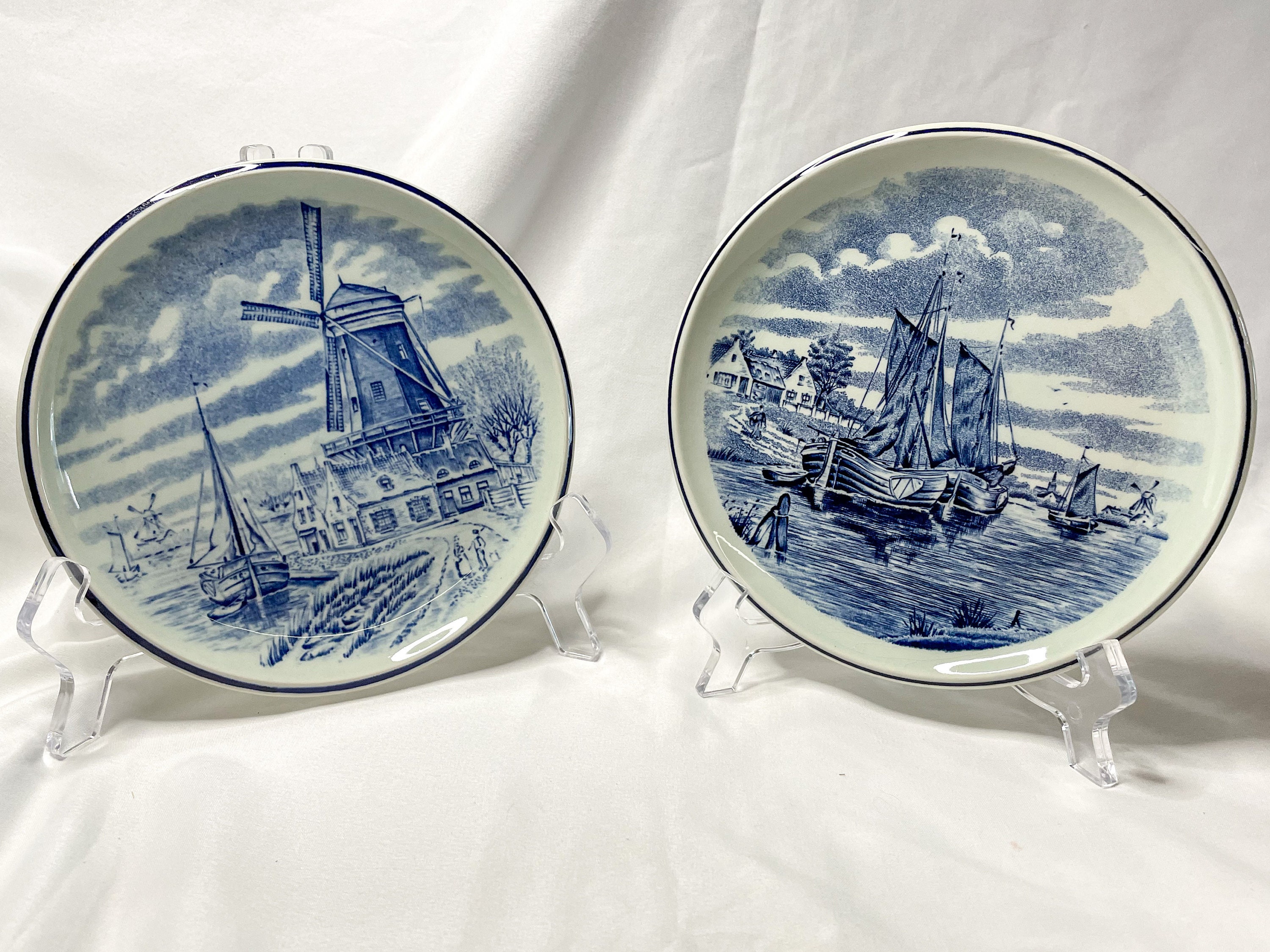 Blue and White China Boch Belgium Delft China Dutch Scene Plates Delft ...