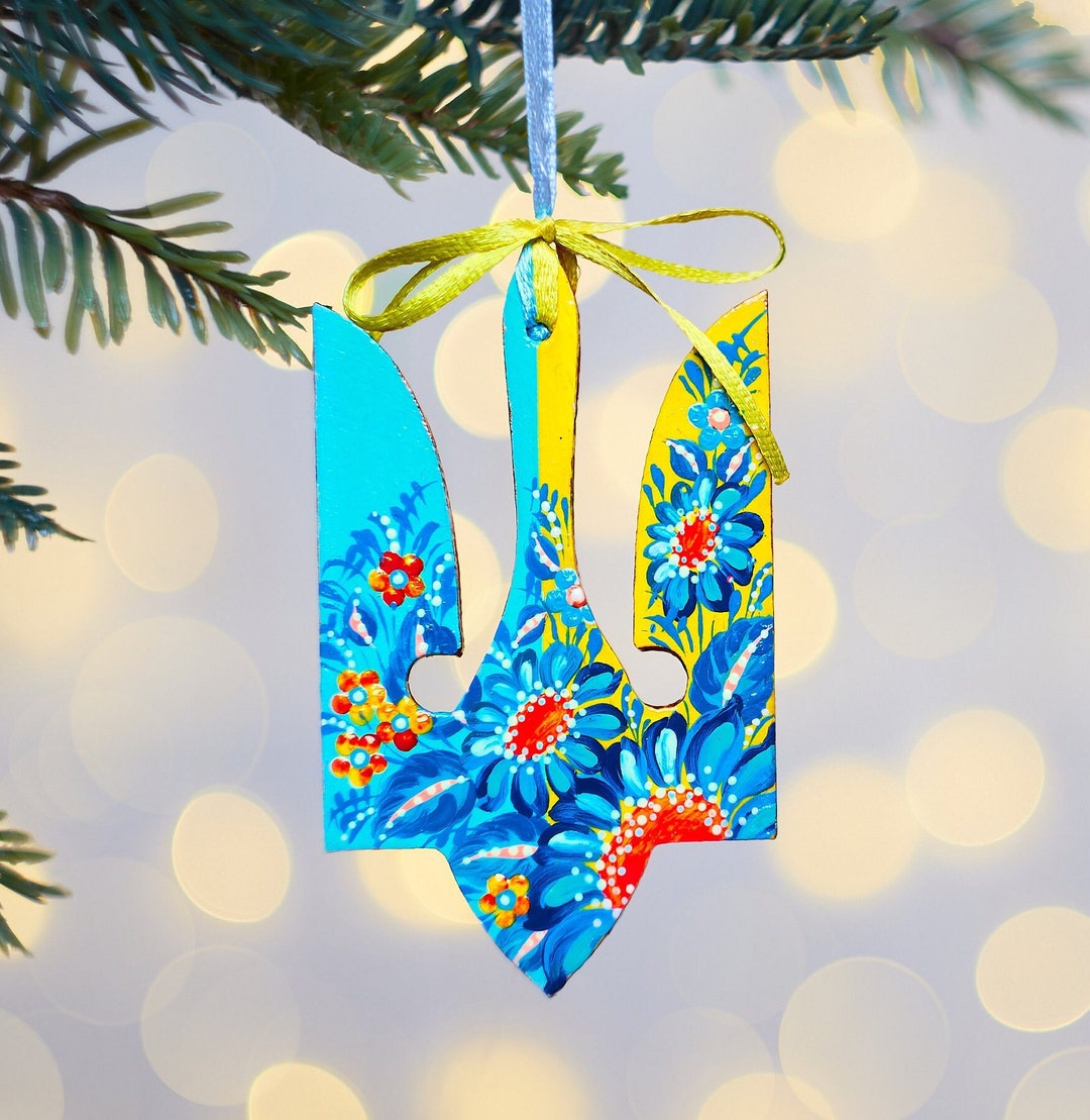 Ukrainian Christmas Ornament Tryzub , Unique Wooden Decoration With ...