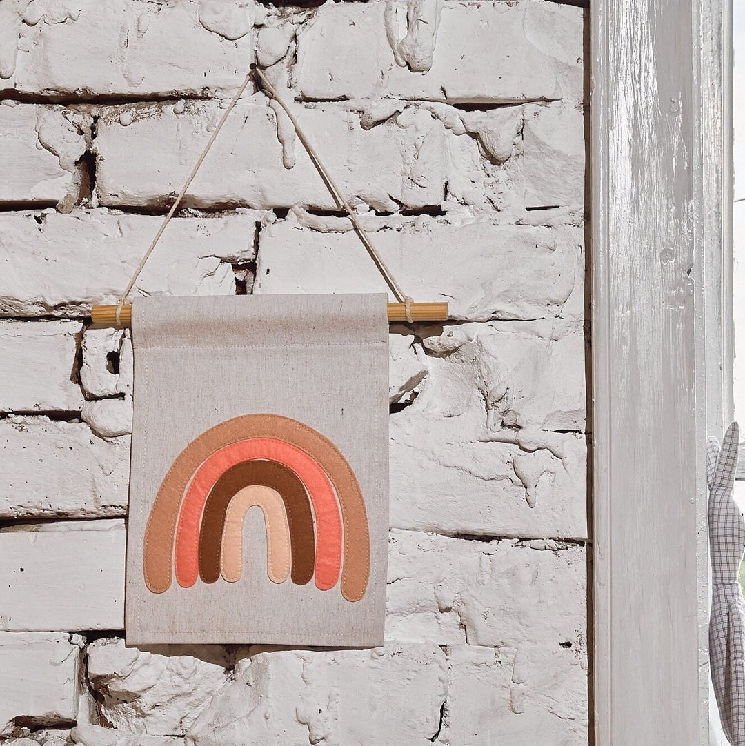 Boho Rainbow Canvas Banner, Hanging Wall Decor, Dorm Decor for College ...