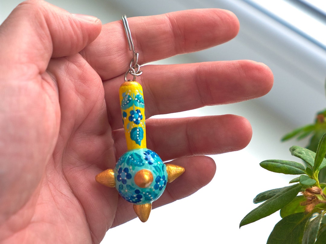 Wooden Decorative Mace Keychain, Ukrainian Gift With Petrykivka ...