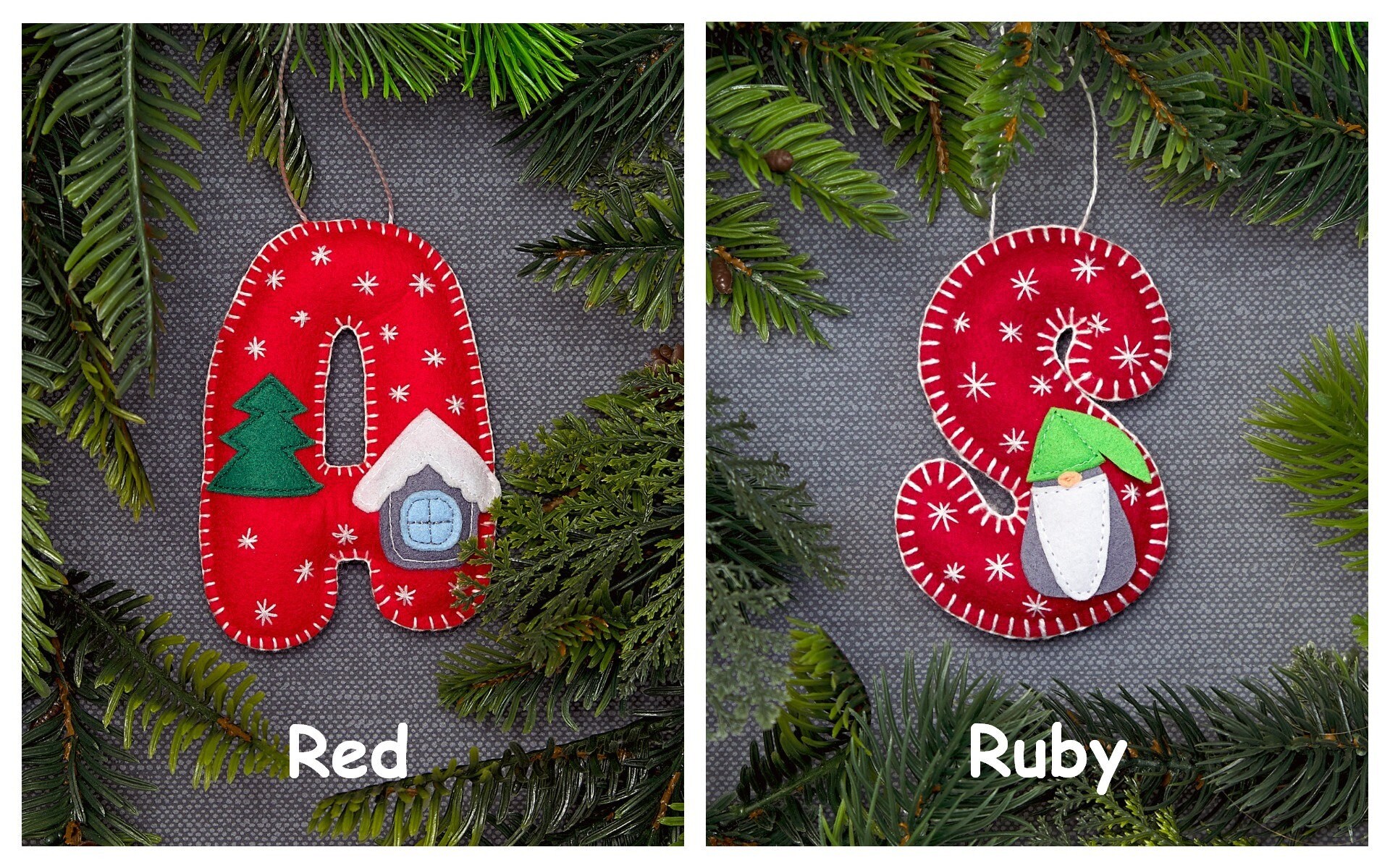 Felt Letter Ornament Personalized Initial Ornament Monogram - Etsy