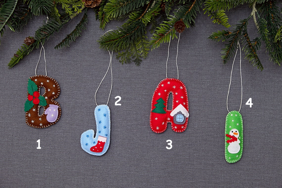Felt Letter Ornament Personalized Initial Ornament Monogram | Etsy