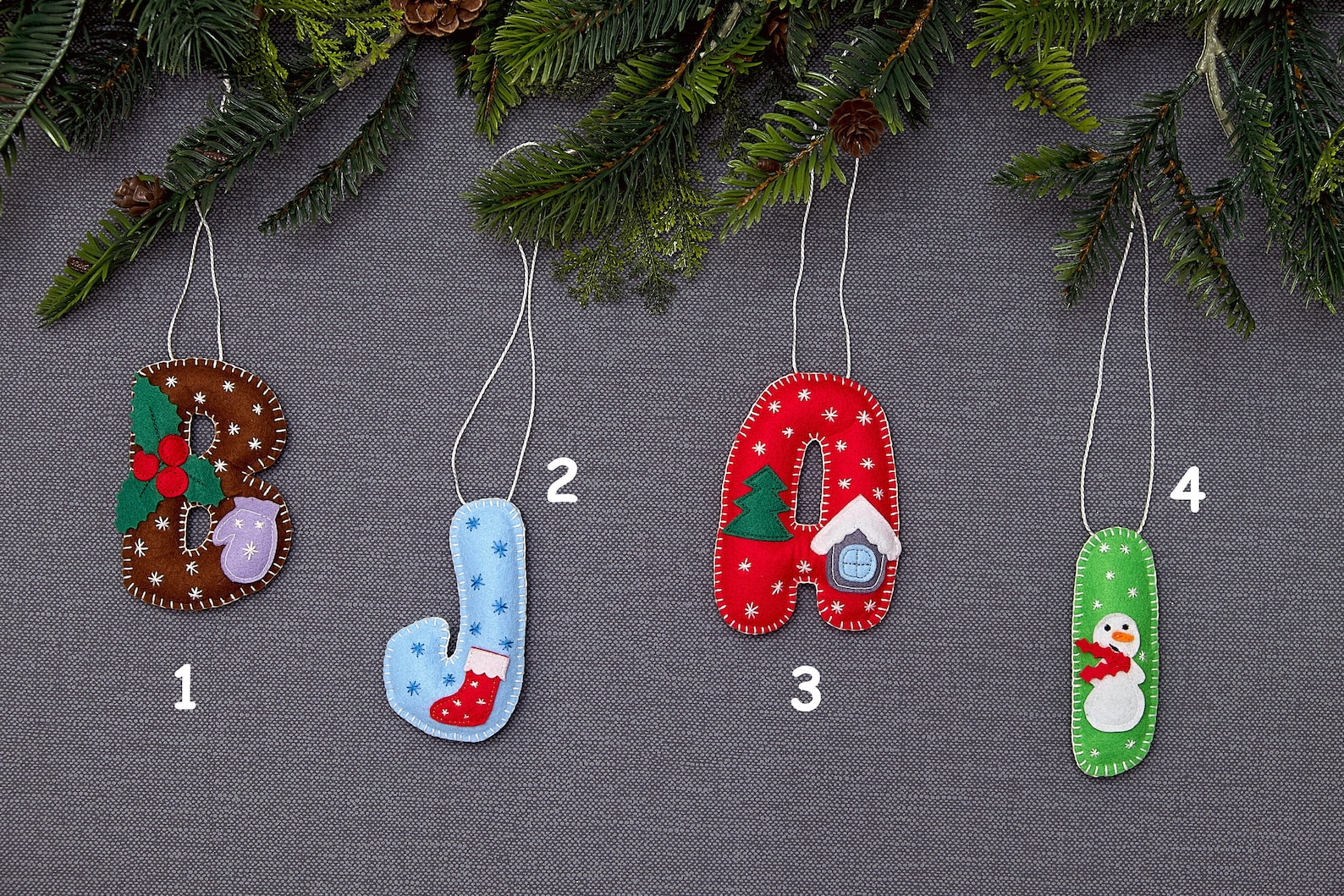 Felt Letter Ornament Personalized Initial Ornament Monogram | Etsy