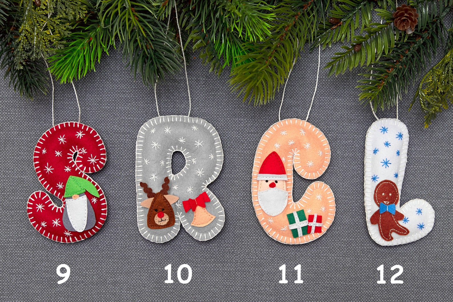 Felt Letter Ornament Personalized Initial Ornament Monogram - Etsy