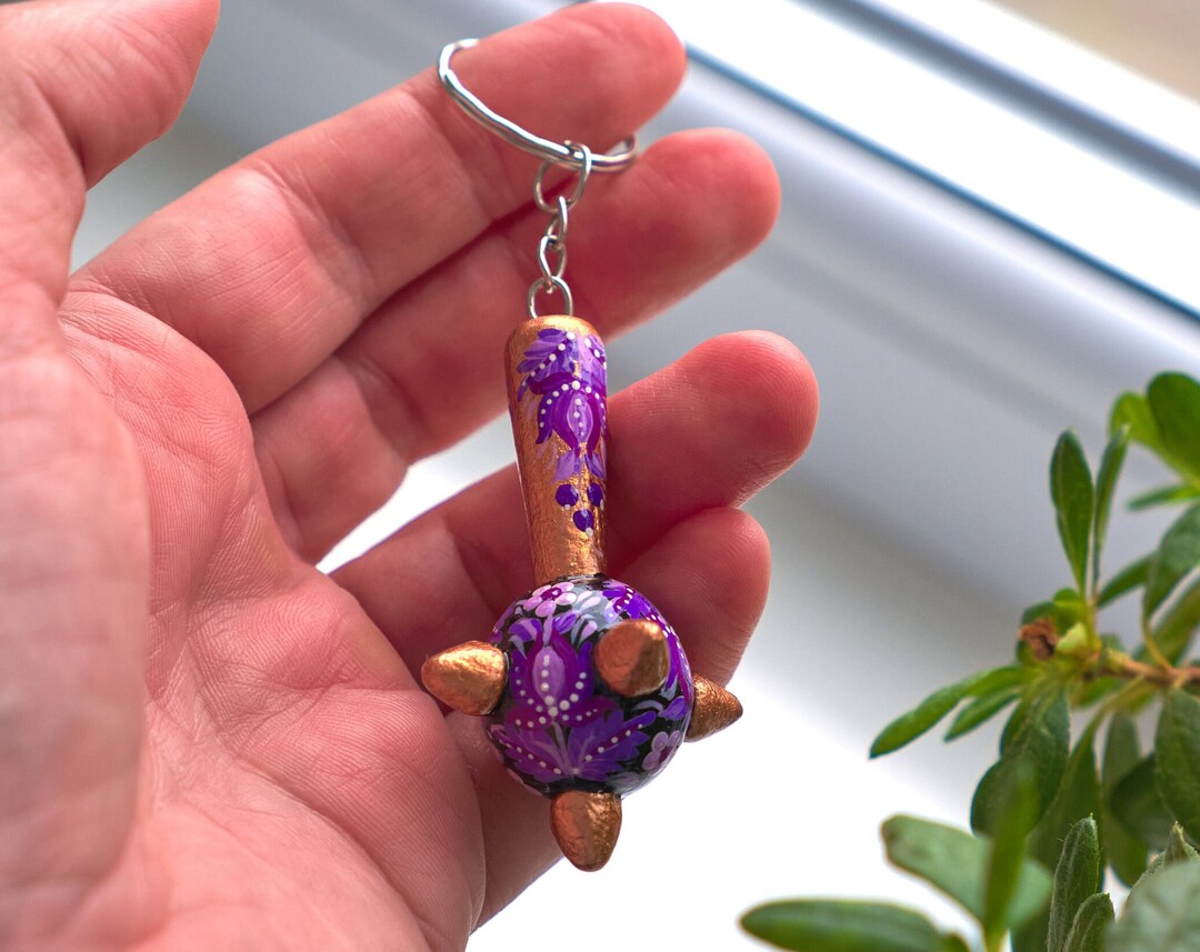 Wooden Decorative Mace Keychain, Ukrainian Gift With Petrykivka ...