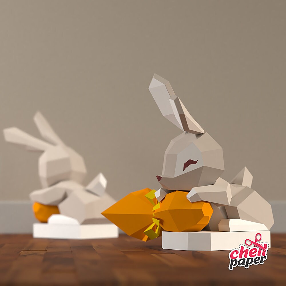 Easter Bunny Bunny Papercraft Low Poly Bunny Low poly | Etsy