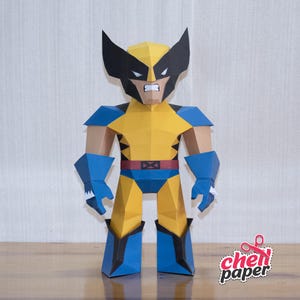 Wolverine, Deadpool, papercraft, diy, x-men, héroe, amarillo, hecho a ...