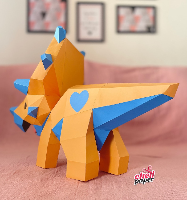Triceratops Dinosaur Papercraft Lizard Bird Jurassic - Etsy