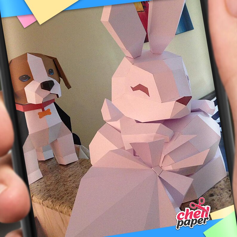 Easter Bunny Bunny Papercraft Low Poly Bunny Low Poly | Etsy