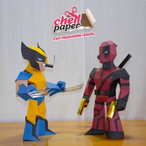 Deadpool, Wolverine, Papercraft, Diy, X-men, Hero, Yellow, Handmade ...
