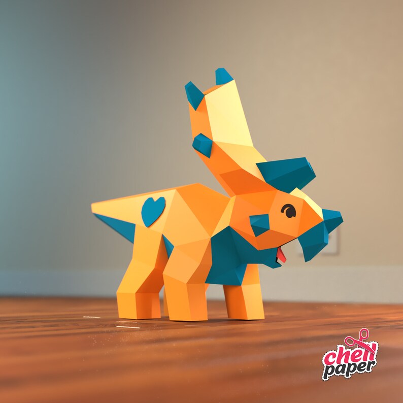 Triceratops Dinosaur Papercraft Lizard Bird Jurassic - Etsy